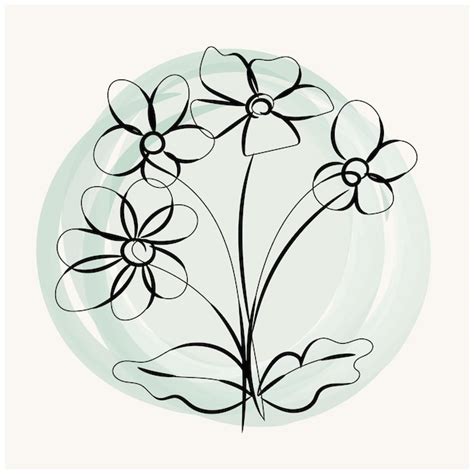 손으로 그린 간단한 꽃 윤 일러스트레이션 프리미엄 벡터