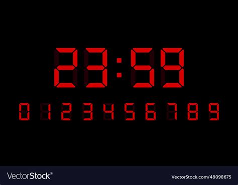 Digital Clock Number Set Royalty Free Vector Image