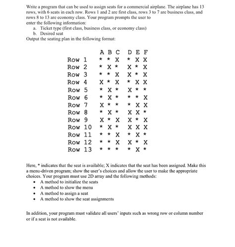Solved Write A Program That Can Be Used To Assign Seats For A