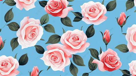 파란색 배경에 원활한 벡터 패턴 장식 장미 장미 무늬 정원 패턴 원활한 꽃 배경 일러스트 및 사진 무료 다운로드 Pngtree
