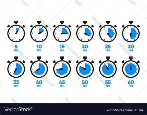 10 15 20 25 30 35 40 45 50 Min Timer Royalty Free Vector