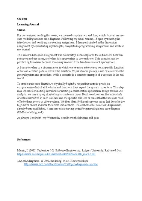 CS Learning Journal Unit For Our Assigned Reading This Week We Covered Chapters Two