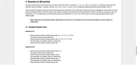 Solved 4 Question 3 35 Points An Array Is Called Vanilla