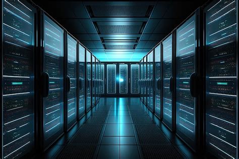 Premium Photo Generative Ai Data Center Room With Mainframe Storage Servers Cloud Network