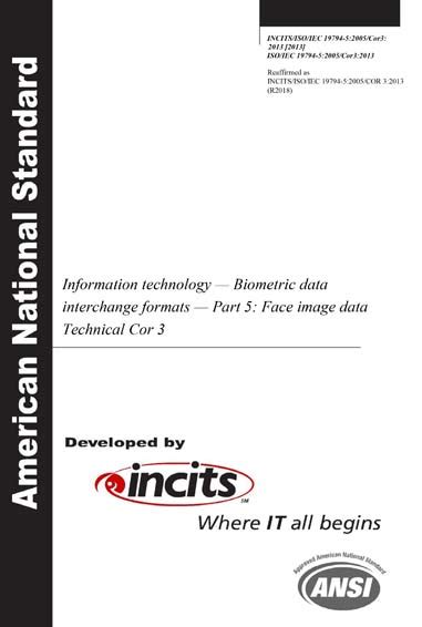 INCITS ISO IEC COR R Information Technology Biometric Data