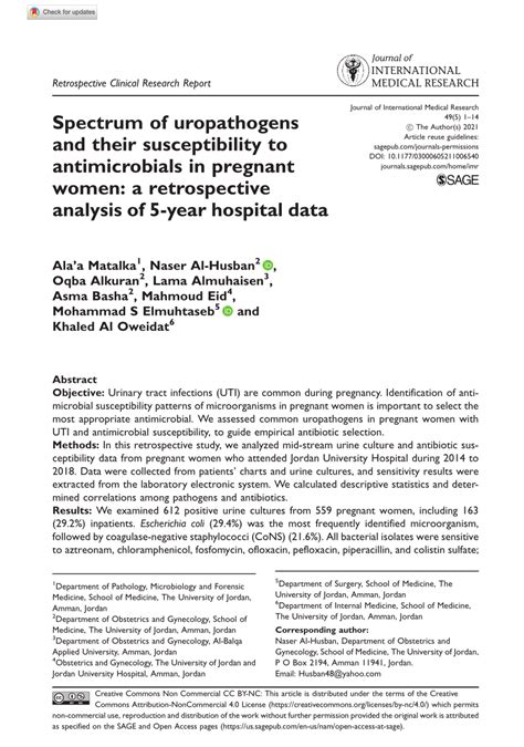Pdf Spectrum Of Uropathogens And Their Susceptibility To Antimicrobials In Pregnant Women A