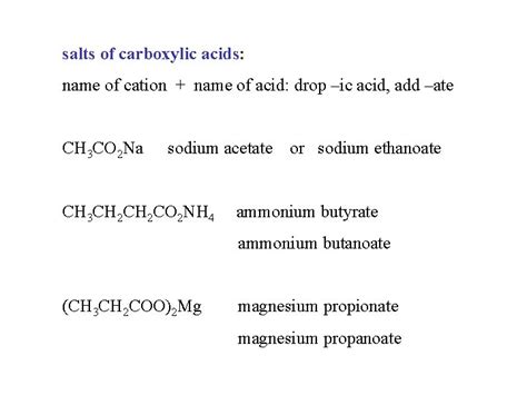 Carboxylic Acids Rcooh Rco 2 H Common Names