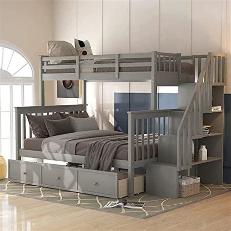 Citylight Triple Bunk Beds With Stairs And Storage Drawers