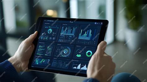 A Smart Home Dashboard On A Tablet Displaying Various Energysaving Statistics And Controls