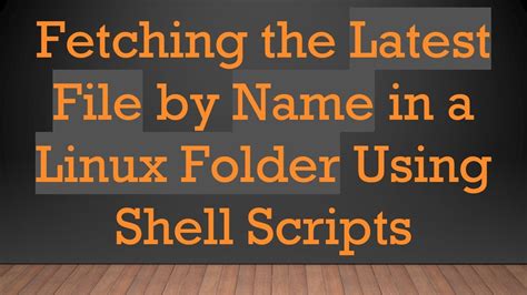 Fetching The Latest File By Name In A Linux Folder Using Shell Scripts