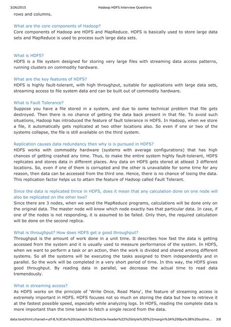 Hadoop Hdfs Interview Questions Pdf Databases Computer Software