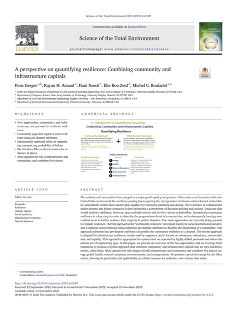 Pdf A Perspective On Quantifying Resilience Combining Community And