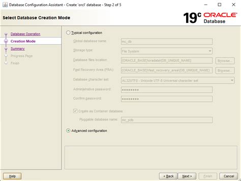 Oracle Database Creation Migration Center Documentation
