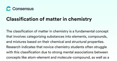 Classification Of Matter In Chemistry Consensus Academic Search Engine
