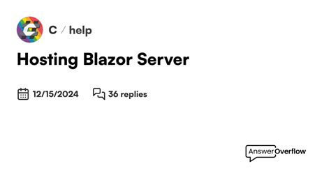 Hosting Blazor Server C