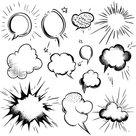 HandDrawn Comic Speech Bubbles and Explosions Set | Premium AI-generated vector