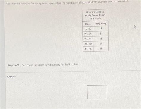 Solved Consider The Following Frequency Table Representing