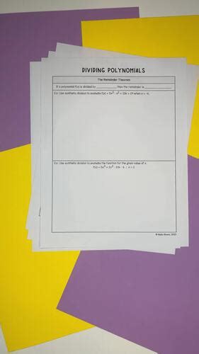 Polynomial Functions Printable Guided Notes Bundle Algebra Curriculum