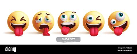 Emojis Naughty Emoticon Characters Vector Set Emoticons Facial