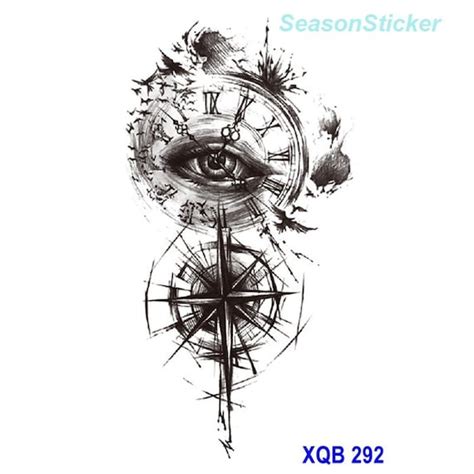 Compass And Clock Tattoos