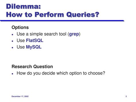 PPT FlatSQL Vs MySQL Queries Using Unix Tools Vs A DBMS PowerPoint Presentation ID 4375488