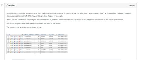 Solved Using the Sakila database, show me the actors ordered | Chegg.com