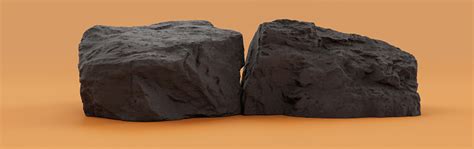 복사 공간 3d 렌더링이 있는 제품 디스플레이를 위한 노란색 배경의 격리된 어두운 바위 0명에 대한 스톡 사진 및 기타 이미지 0명 3차원 형태 거친 Istock