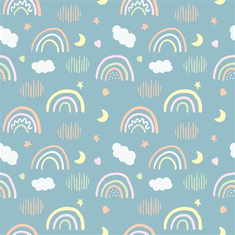 Free Vector Cute Rainbow Seamless Pattern