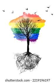 57 Tree With Roots Human Silhouette Rainbow Images Stock Photos Vectors Shutterstock