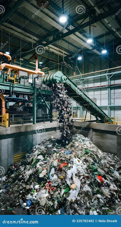 Indoor Waste Processing Plant With Conveyor System Mixed Waste Pile