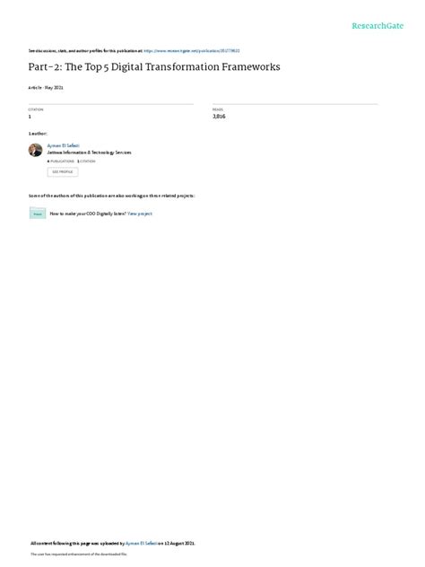 Part 2 The Top 5 Digital Transformation Frameworks Article Pdf