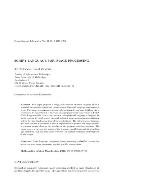 Script Language For Image Processing Computing And Informatics