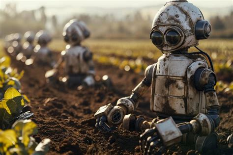 Premium Photo Robots Farming Robot Herbicide Sprayer Working In Agricultural Field Ai Generated