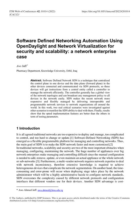 Pdf Software Defined Networking Automation Using Opendaylight And