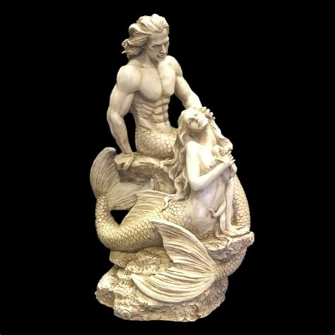 Homestyles 18 In Sexy Merman And Mermaid On The Oceans Rock In Antique