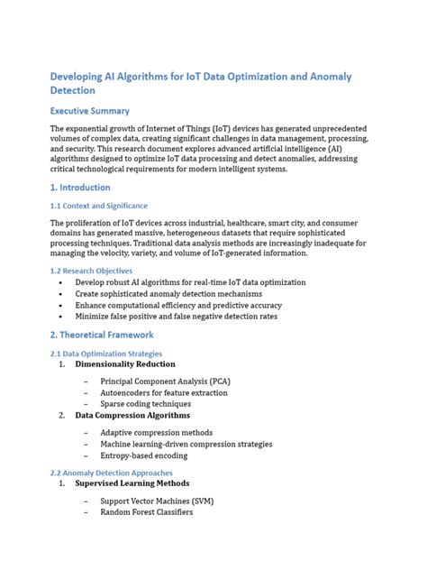 Developing Ai Algorithms For Iot Data Optimization And Anomaly