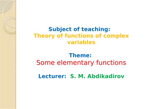 Pdf Some Elementary Functions
