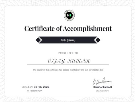 sql hackerrank learning vijay kumar