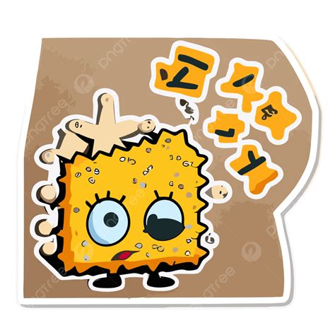네모바지 스폰지밥 스티커 일러스트 벡터 그것에 쓰여진 만화 눈 스티커 클립 아트 고립 된 만화 수학 조작으로 스티커 디자인 상표 Png 일러스트 및 벡터 에 대한
