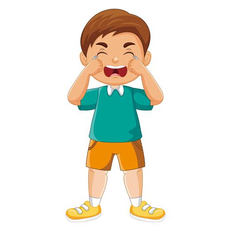Vector Cartoon Little Boy Whining Crying 17038759 Vector Art At Vecteezy