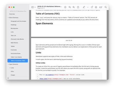 Outline Catalog Typora Support