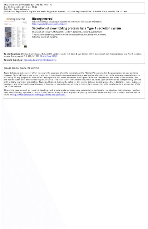 Pdf Secretion Of Slow Folding Proteins By A Type 1 Secretion System