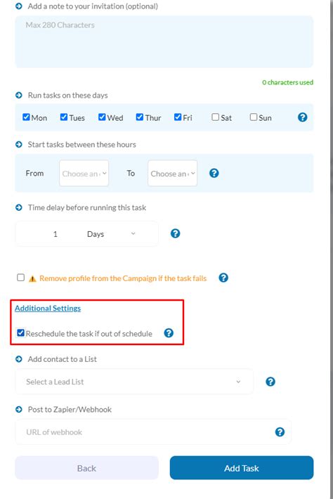 Advanced Task Settings Linkedsavvy Knowledgebase