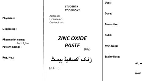 Zinc Oxide Paste Pdf
