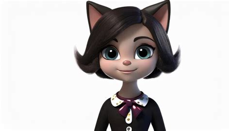 Premium Photo A Close Up Of A Cartoon Cat Girl With A Bow3d