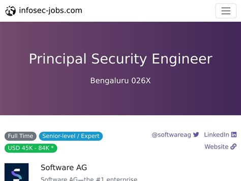 [hiring] principal security engineer in bengaluru 026x r infosec jobs
