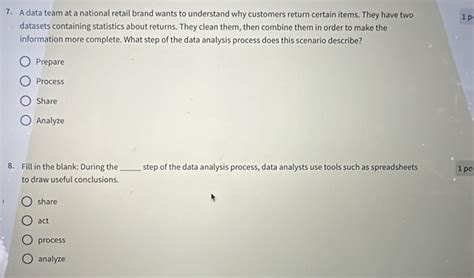Solved A Data Team At A National Retail Brand Wants To Understand Why