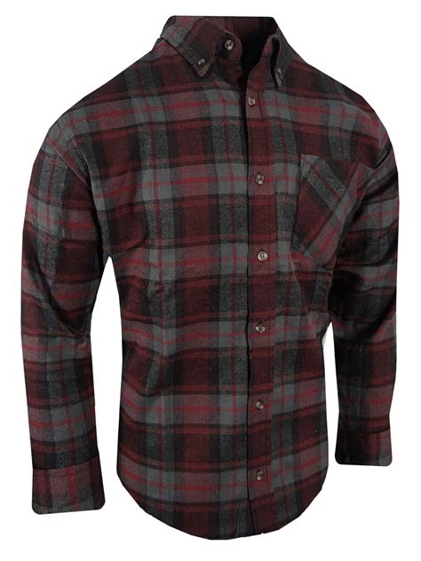 Plaid Flannel Mens Shirt Soft Button Down Collar Chest Pocket New Muted