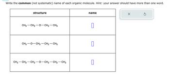 Answered: Write the common (not systematic) name of each organic ...