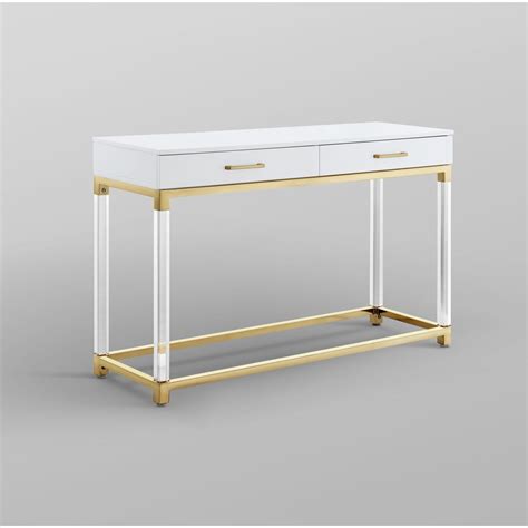 Cassandra Modern Coffee Table High Gloss Finish Acrylic Leg Stainless Steel Base For Entryway